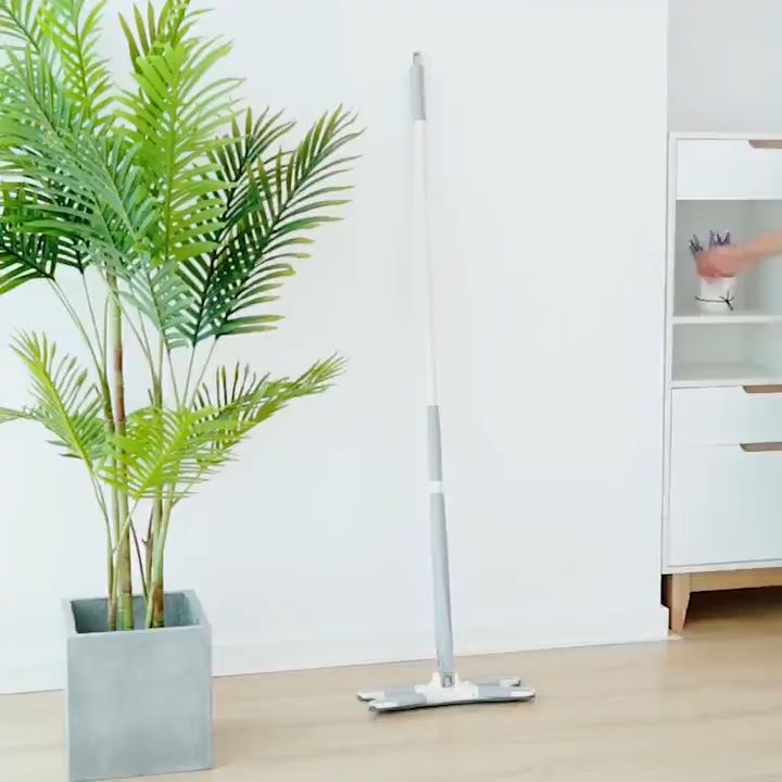 X Shape Hand Free Lazy Mop Hand Free Self Twisting Flat Mop with Microfiber Fabric Mop Pad ...