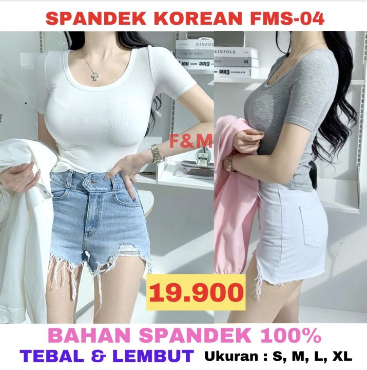 TSHIRT KAOS KOREA (FMS-0436) BAJU SPANDEK WANITA F&M | Lazada Indonesia