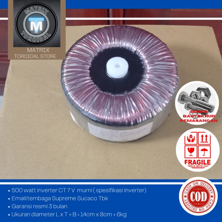 trafo toroid donat 500 watt inverter CT 7 murni (spesifikasi inverter ...
