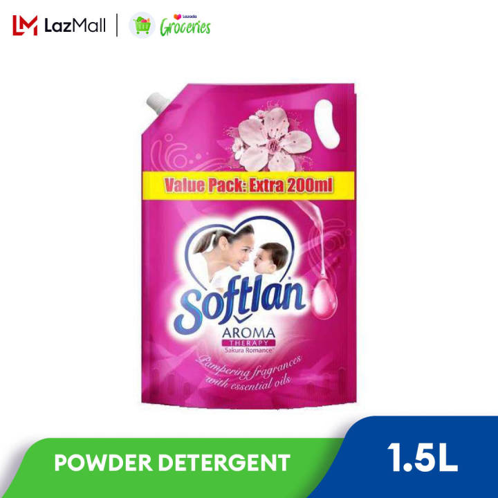 Softlan Aroma Therapy Sakura (Pink) Fabric Softener 1.3L + 200ml Refill ...