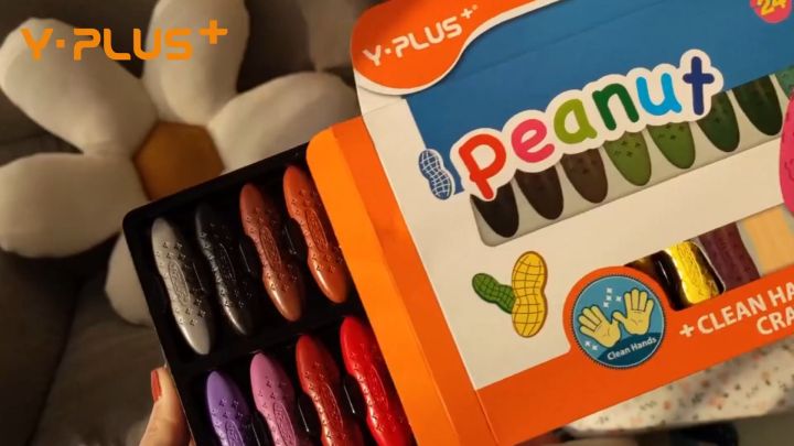 YPLUS Non-Toxic Peanut Crayons 12 Colors and 24 Colors | Lazada PH
