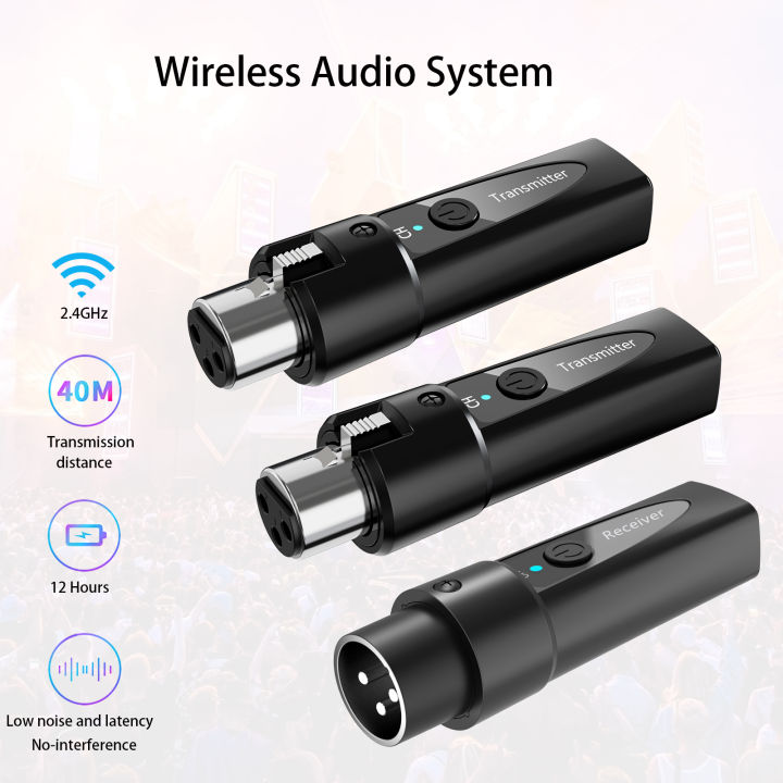 XLR Wireless Microphone Transmitter Receiver， 2.4Ghz Microphone ...