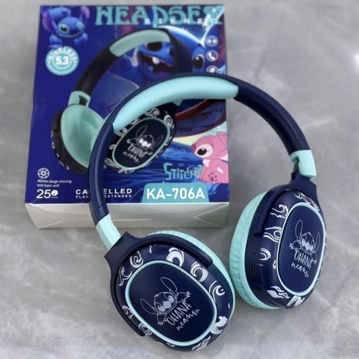 Disney Stitch Bluetooth Headphones Foldable Wireless Earphones Headset ...