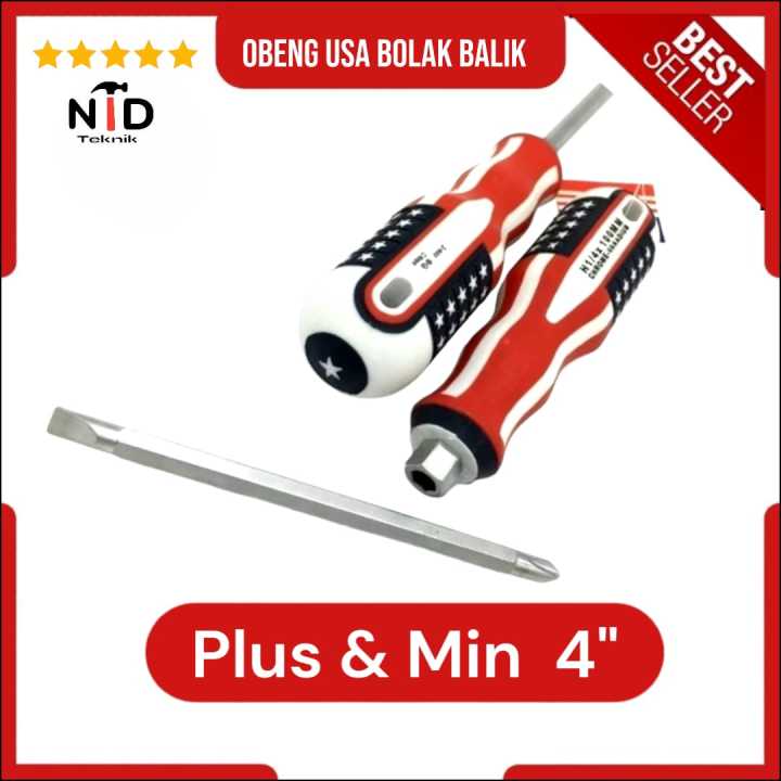 Obeng America plus minus ukuran 4 inch kuat kokoh | Lazada Indonesia