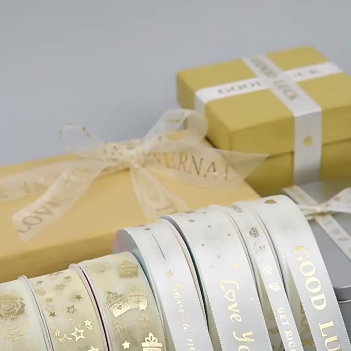 【9/18/45】 Meter Full Roll Bronzing Gold Organza Ribbon Snow Emas Riben ...
