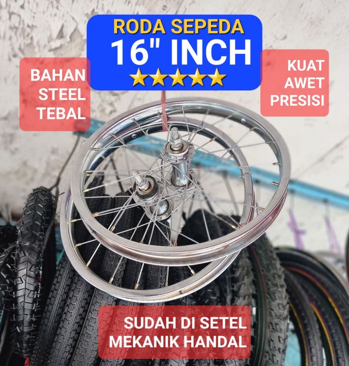 RODA VELG SEPEDA ANAK WHEELSET 16 INCH MINI BMX GEROBAK DEPAN BELAKANG ...