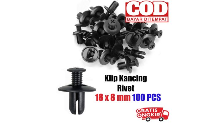 Klip Kancing Plastic Car Buckle Rivet 18 x 8 mm Baut Rivet Universal ...