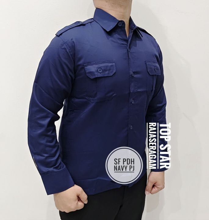 SF Baju Kemeja PDH Navy Net TV PDL Dinas Panjang Pendek Kantor Bordir ...