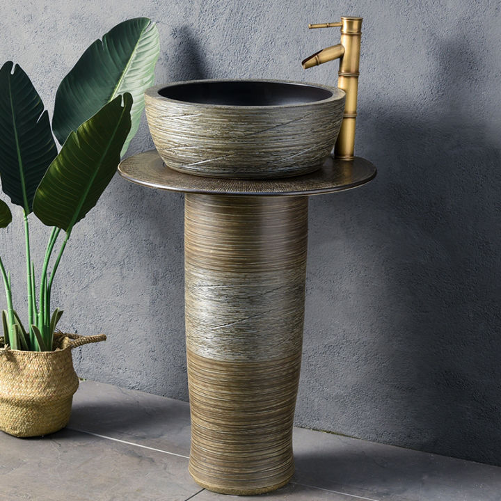 Outdoor Vertical Column Type Washbasin House Garden Floor Integrated ...