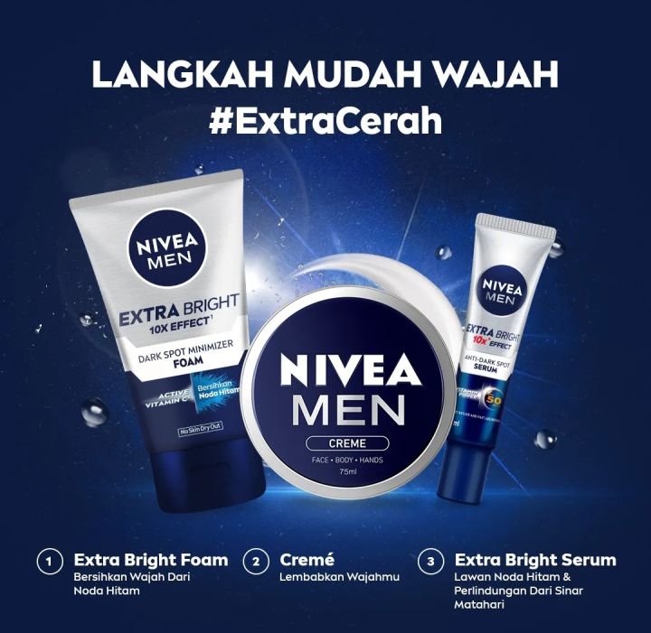 NIVEA Men Extra Bright 10x Effect Foam | Serum Dark Spot Spf 50pa ...