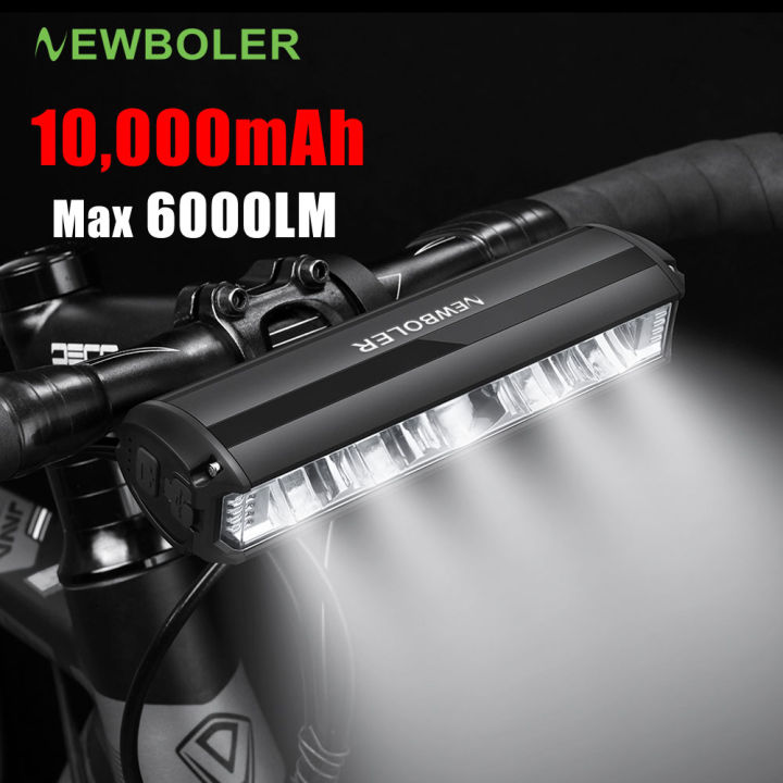 Newboler 10000mAh Bicycle Light 6000 Lumens Bike Headlight USB ...