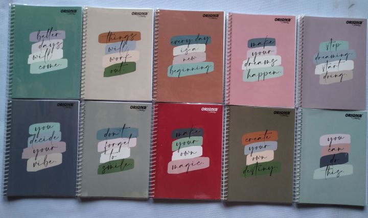 Orions BRUSH STROKES QUOTES Spiral Notebooks -10pcs with plastic ...
