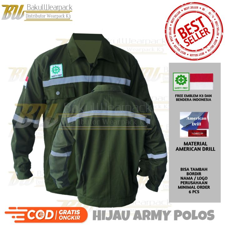 Baju Wearpack Atasan Kemeja Wearpack Safety Lengan Panjang Hijau Army ...