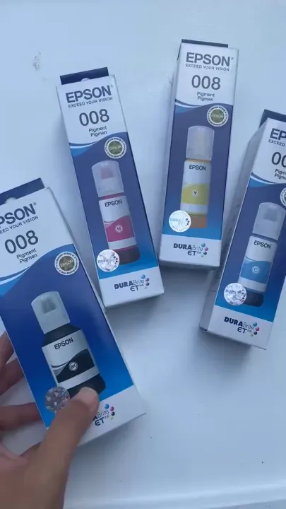 Epson 008 Original CMYK Set Ink Bottle 4 Warna Black Cyan Magenta ...