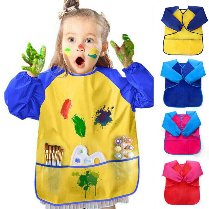 Portable Children Apron Art Accessory Long Sleeve Child Bib Painting ...