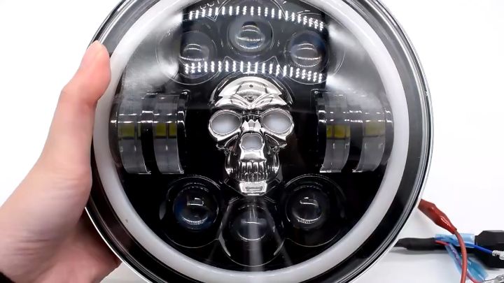 Lampu Daymaker 12 Led Headlamp 7 Inch Motor Harley 75w Model Tengkorak ...