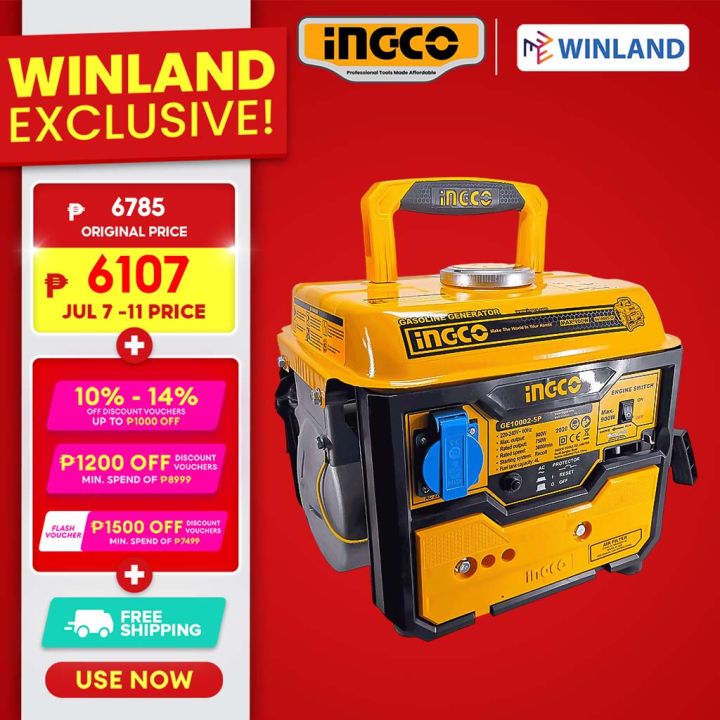Ingco by Winland Portable Gasoline Generator (900w) 1KVA 2 Stroke ...