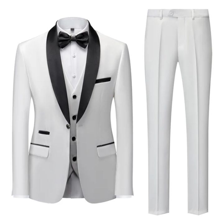 Slim Fit Wedding Groomsmen Suit Three Piece Set Male Wedding Ceremony ...