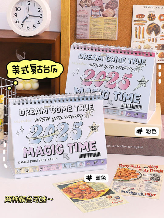 American Retro Desktop Calendar 2025 New Simple Creative Decoration ...