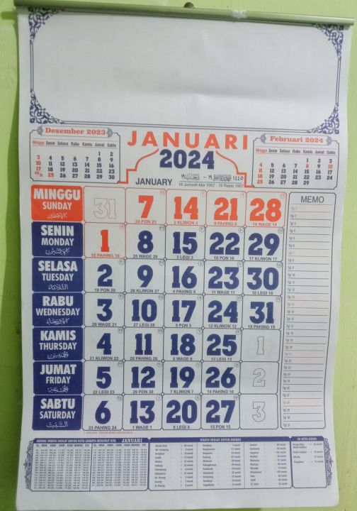 KALENDER DINDING TAHUN 2024 KERTAS HVS 12BULAN ukuran 35x50 | Lazada ...