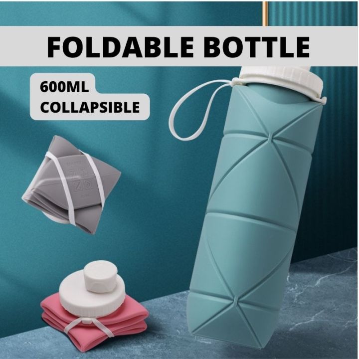 Foldable Water Bottle 600ml Collapsible Retractable Travel Sports ...