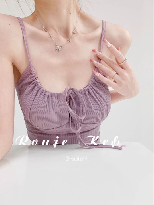Rouje Kefss เสื้อกล้ามปมผีเสื้อทรงเข้ารูปสําหรับผู้หญิงเสื้อผ้าทํางานแขนกุดยาวสั้นเหมาะสําหรับ ...