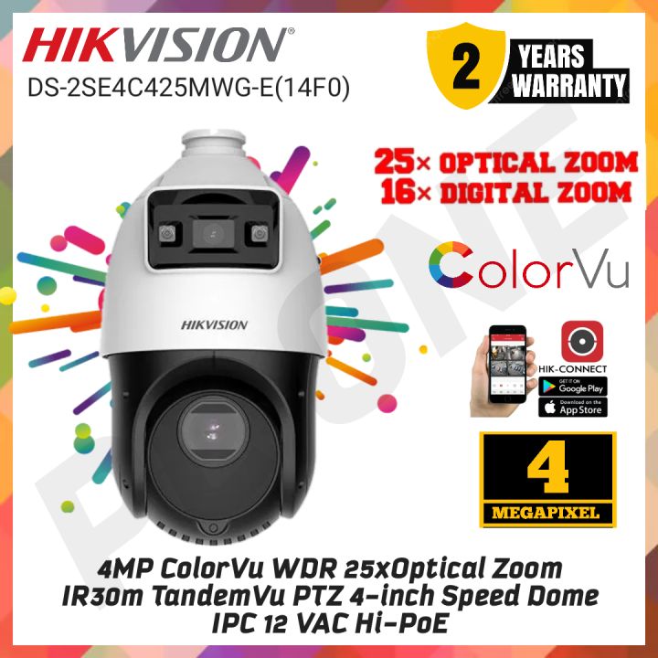 HIKVISION H.265+ 4MP ColorVu WDR 25xOptical Zoom IR30m TandemVu PTZ 4 ...