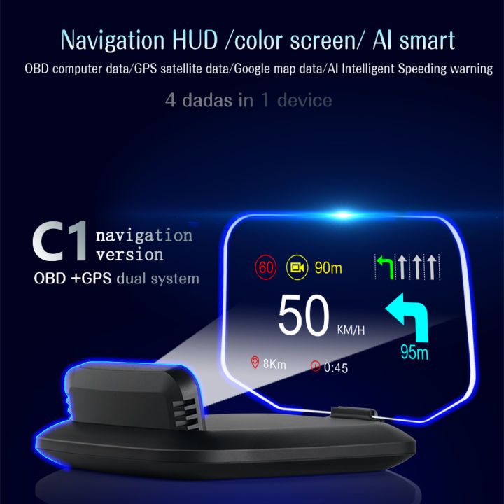 Car Head Up Display OBD Tester OBD2 HUD+GPS Computer Speedometer ...