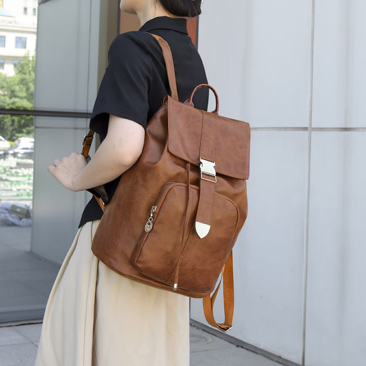 LU.FAWN Women Backpack Soft Leather Waterproof School Bag Fashion ...