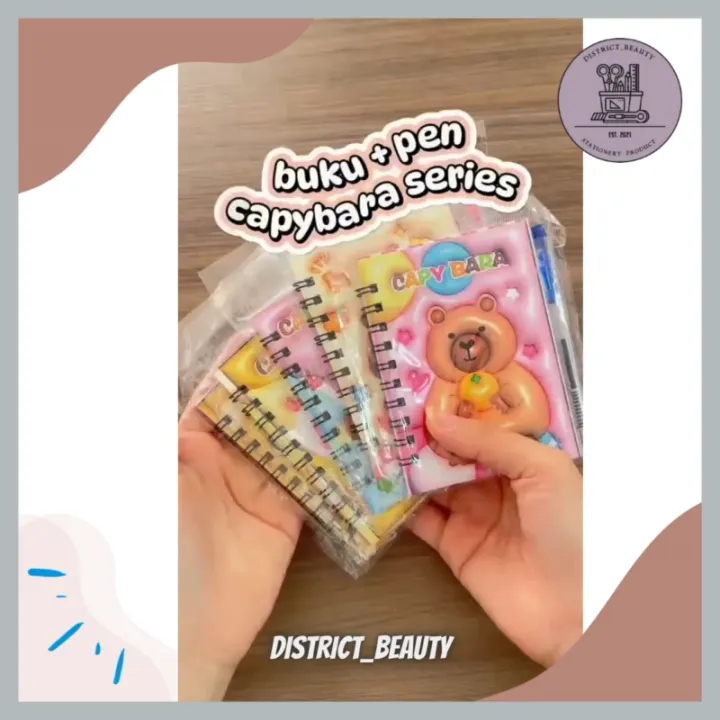 BUKU SPIRAL A7 FREE PULPEN MOTIF CAPYBARA KAPIBARA NOTEBOOK PEN PENA ...