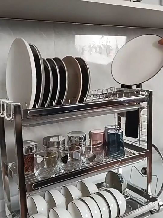 SUS304 Stainless Steel Dish Draining Rack Anti-rust Kitchen Sink Shelf ...