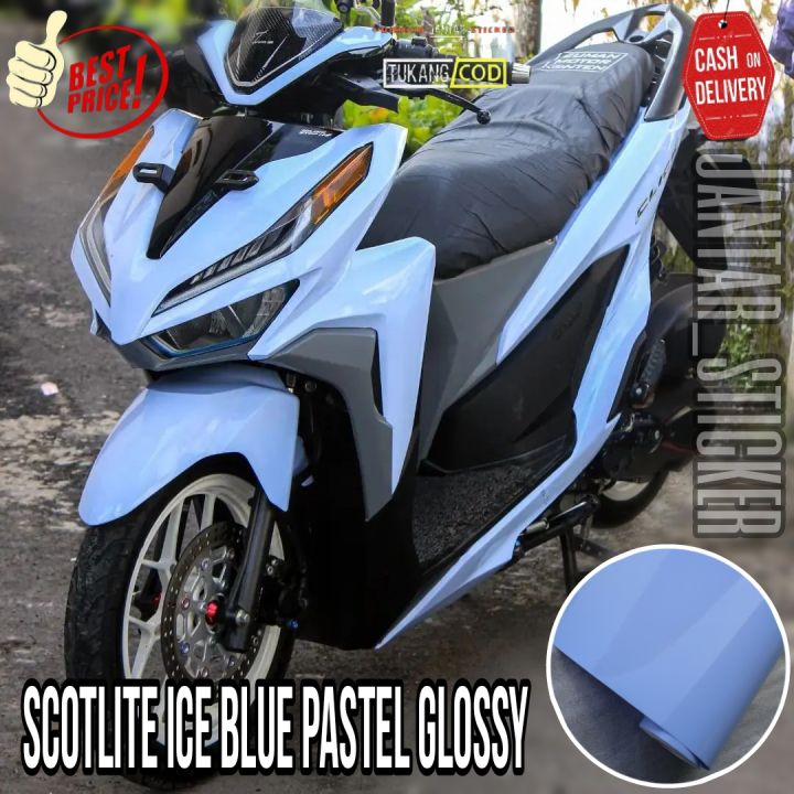 Sticker Scotlite Ice Blue Pastel Glossy Stiker Skotlet Motor Biru Muda ...