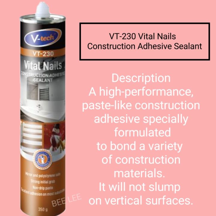[V-TECH] VT-230 Vital Nails – Construction Adhesive Sealant (BROWN) | Lazada