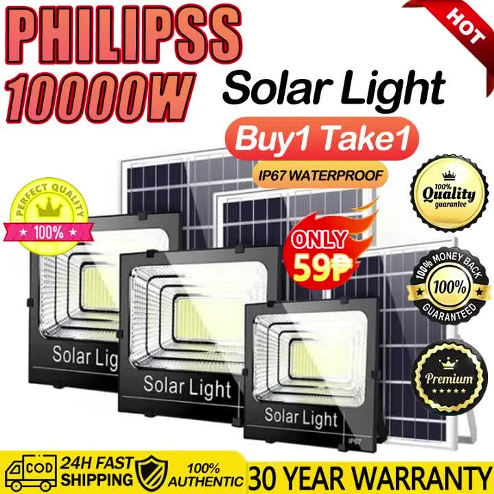 🔥BUY 1 TAKE 1 Solar Light Outdoor Waterproof🔥10000W Solar Lights With Solar Panel Automatic ...