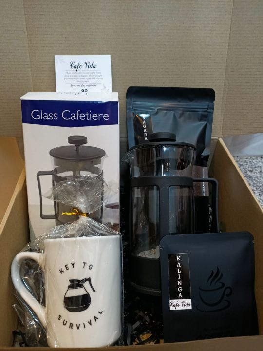 CAFE VIDA Coffee Gift Set D (French Press, Coffee, Mug, Coffee Drip ...