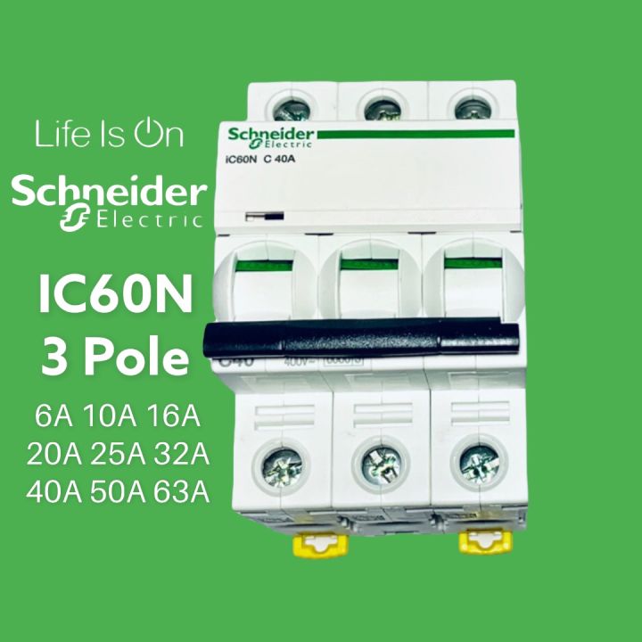 SCHNEIDER IC60N 3 Pole 6A - 63A C-curve Miniature Circuit Breaker | SK ...