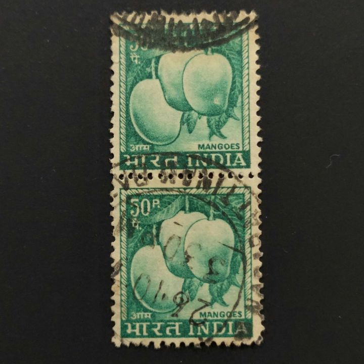 1965 Stamp India-In Vertical Pair-Unique Used Stamp-50p Mangoes ...