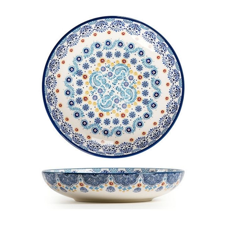 OMK Blue Talavera series 9 inch Ceramic deep plate Salad Bowl Dinner ...