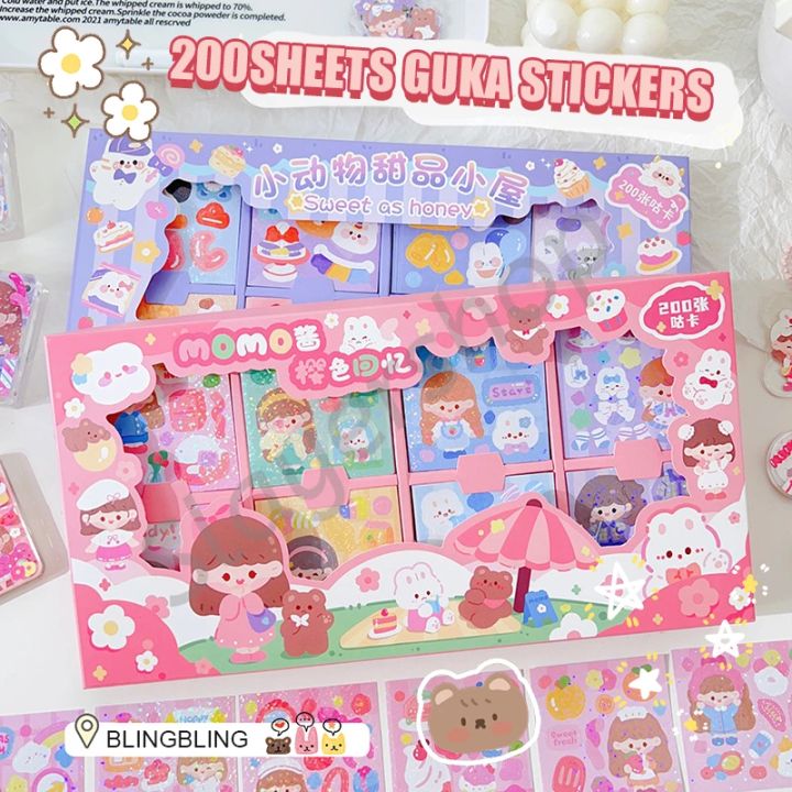 Isi 200 pcs sticker momo waterproff/satu box isi 200 lembar sticker ...