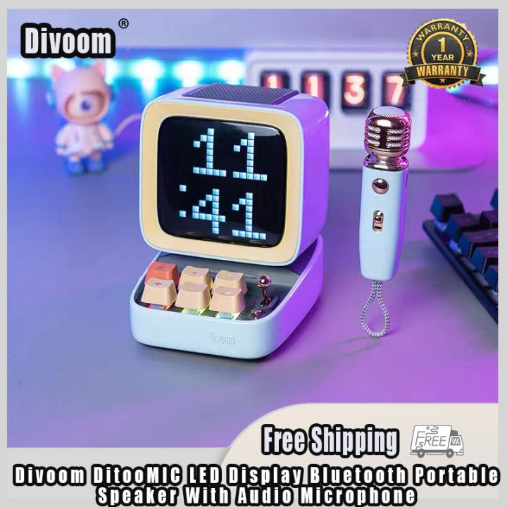 Divoom Ditoo MIC Programmable LED Screen Display Speaker Bluetooth ...