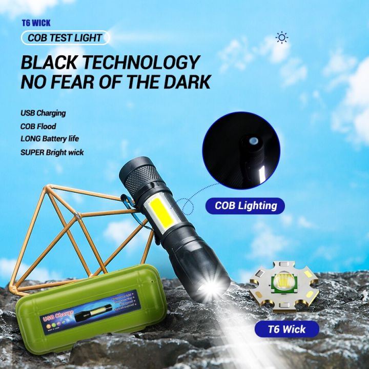 Mini Torch LED Rechargeable Flashlight Portable USB Charging Flashlight ...