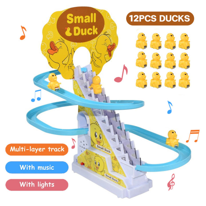 Funny Baby Toys Electric Duck Track Slide Toys Ducks Climb Stairs with ...