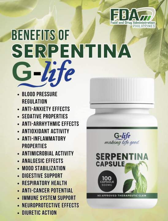 1 BOTTLE GLIFE SERPENTINA KING OF BITTERS| 500MG | 100 CAPSULE ...