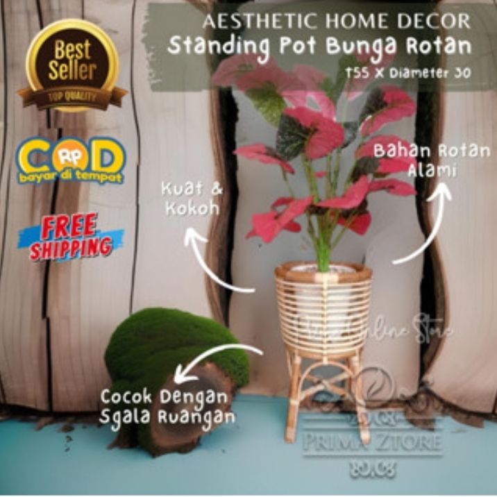 STANDING POT ROTAN//STANDING POT ROTAN ANYAMAN//STANDING POT BUNGA VAS ...