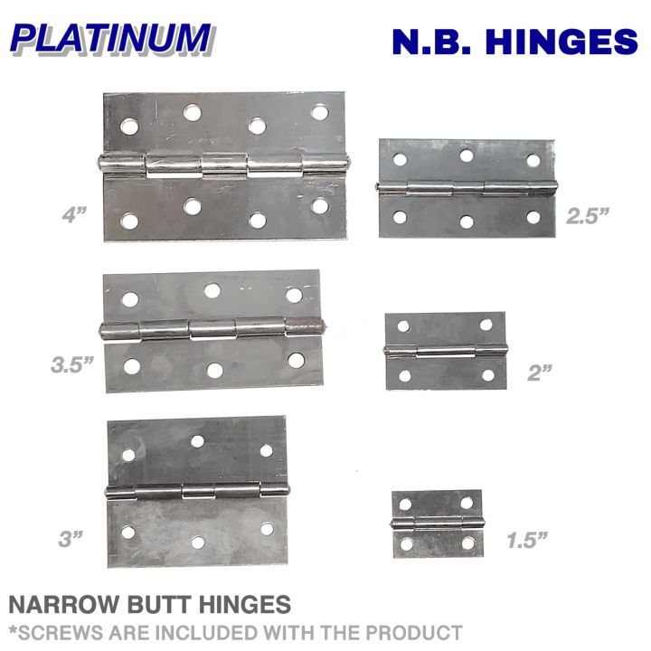 Narrow Butt Hinges Bisagra | Sizes 1.5” - 4” | For Cabinet, Cupboard ...