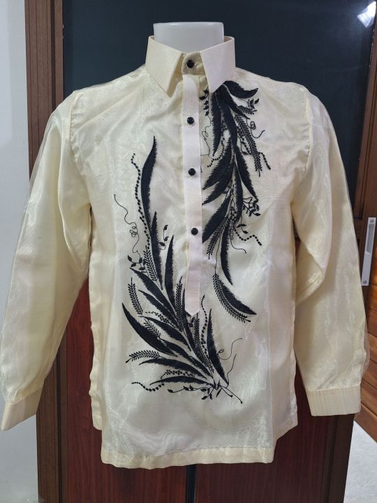 Barong tagalog feather Black burda for men | Lazada PH