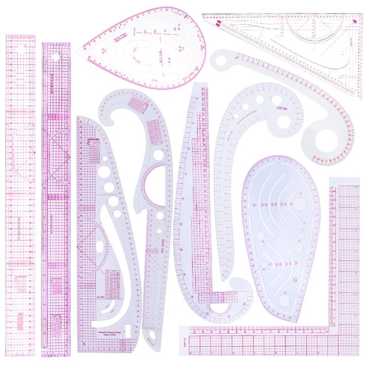 11 ชิ้น Multifunctional French Curve ไม้บรรทัดพลาสติก Patchwork ไม้ ...