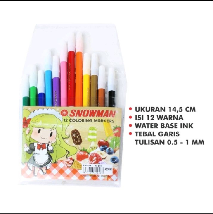 Spidol SNOWMAN MARKER PW12A (1 pack isi 12 pcs) | Lazada Indonesia