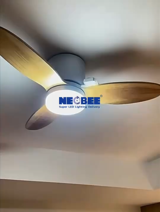 NEOBEE พัดลมเพดาน DC พร้อมโคมไฟ 3ใบพัด ไฟสไตล์ย้อนยุค ห้องนอน ห้อง ...