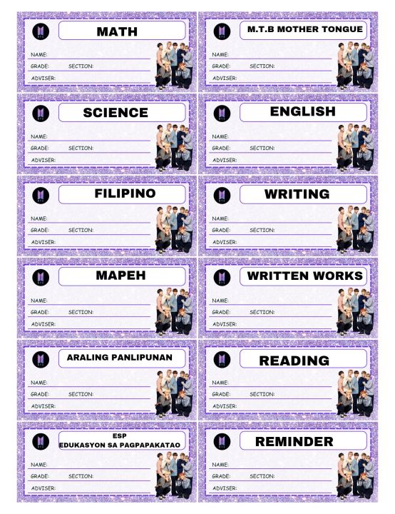 Notebook Sticker unisex 12pcs with (SUBJECT) glossy ,matibay,madikit ...